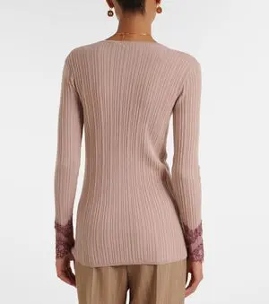 Valentino Garavani Gathered Lace-trimmed Cashmere Sweater