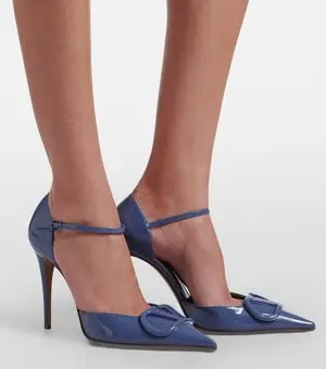 Valentino Garavani D'orsay Patent Leather Pumps - Blue