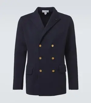 LARDINI Double-breasted Virgin Wool Blazer - Blue