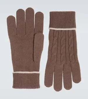 Eleventy Cable-knit Cashmere Gloves - Brown