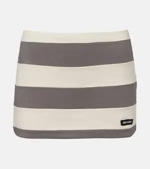Miu Miu Striped Cotton Jersey Miniskirt - Grey