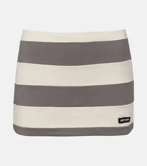Miu Miu Striped Cotton Miniskirt - Grey