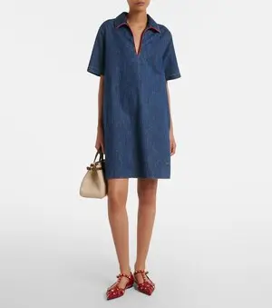 Valentino Garavani Vgold Denim Midi Dress - Blue