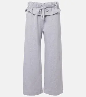 Magda Butrym Cotton-blend Sweatpants With Ruffle Detail - Grey