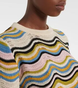 La DoubleJ Chevron Crochet Cotton Sweater