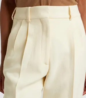 BLAZÉ MILANO Fox Wool Straight Leg Trousers - Beige