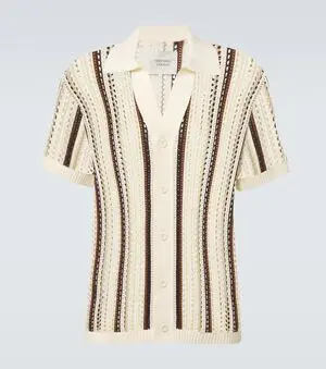 Frescobol Carioca Pinto Crochet Striped Cotton Shirt - Beige