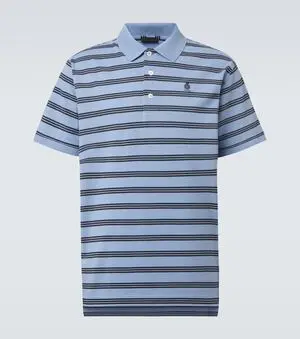Prada Striped Cotton Piqué Polo Shirt - Blue