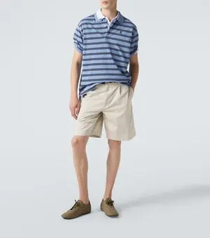 Prada Striped Cotton Piqué Polo Shirt - Blue