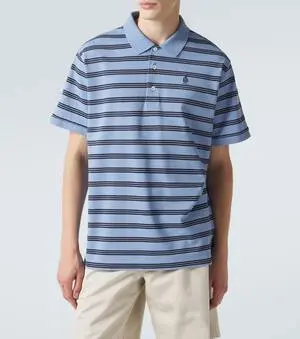Prada Striped Cotton Piqué Polo Shirt - Blue