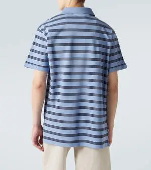 Prada Striped Cotton Piqué Polo Shirt - Blue