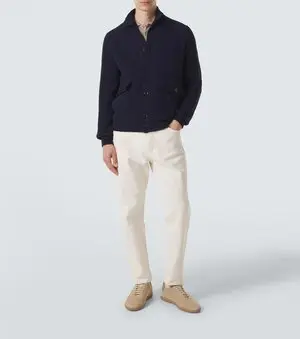 LARDINI Knitted Wool-blend Jacket - Blue
