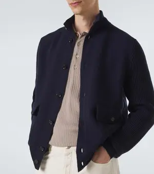 LARDINI Knitted Wool-blend Jacket - Blue