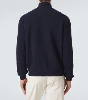 LARDINI Knitted Wool-blend Jacket - Blue