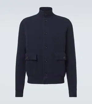 LARDINI Knitted Wool-blend Jacket - Blue