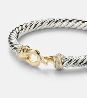 David Yurman Cable Flex® Sterling And 14kt Gold Buckle Bracelet With Diamonds
