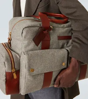 Brunello Cucinelli Leather-trimmed Flannel Duffel Bag