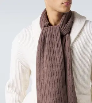 Eleventy Cable-knit Cashmere Scarf