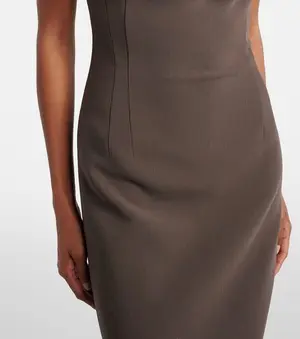 Magda Butrym Floral-appliqué Wool-blend Midi Dress - Brown