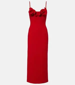 Magda Butrym Floral-appliqué Wool-blend Midi Dress - Red
