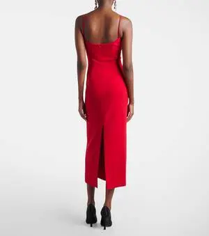 Magda Butrym Floral-appliqué Wool-blend Midi Dress - Red