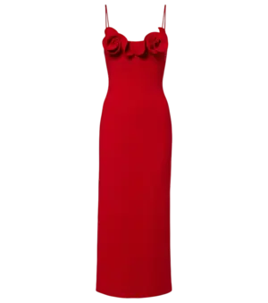 Magda Butrym Floral-appliqué Wool-blend Midi Dress - Red