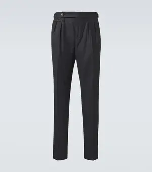 Brunello Cucinelli Virgin Wool Flannel Slim Pants - Grey