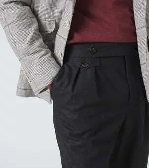 Brunello Cucinelli Virgin Wool Flannel Slim Pants - Grey