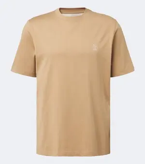 Brunello Cucinelli Logo Cotton Jersey T-shirt - Beige