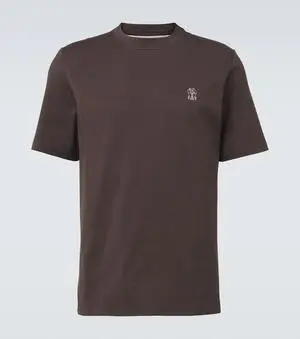Brunello Cucinelli Logo Cotton Jersey T-shirt - Brown