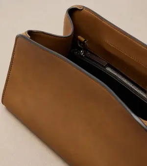 THE ROW Peggy Leather Clutch - Brown
