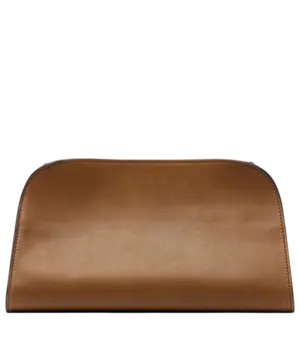 THE ROW Peggy Leather Clutch - Brown