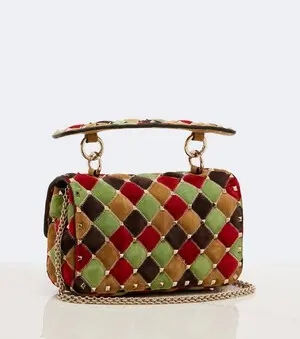 Valentino Garavani Rockstud Small Suede Shoulder Bag - Multicoloured
