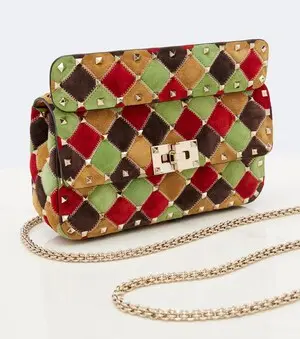 Valentino Garavani Rockstud Small Suede Shoulder Bag - Multicoloured