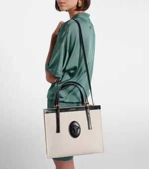 Versace Small Rivieria Canvas Tote Bag - Beige