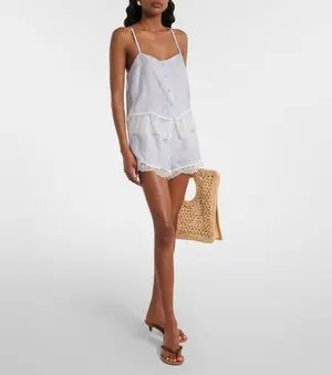 FRAME Stripe Lace Silk Shorts