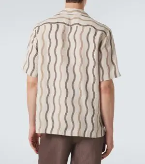 Frescobol Carioca Roberto Printed Linen Bowling Shirt - Beige