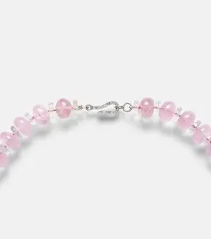 Ileana Makri Beaded Necklace With Morganite, White Topaz, And Diamonds