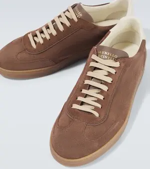 Brunello Cucinelli Leather-trimmed Suede Sneakers