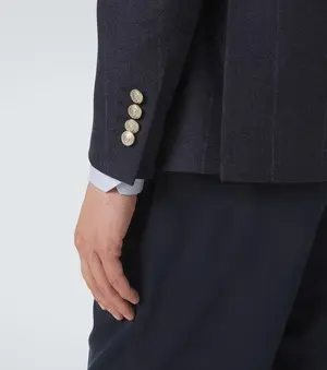 Eleventy Pinstriped Wool, Cotton, And Cashmere Blazer