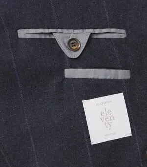 Eleventy Pinstriped Wool, Cotton, And Cashmere Blazer