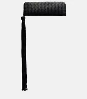 Bottega Veneta Intrecciato Leather Clutch With Tassel Detail