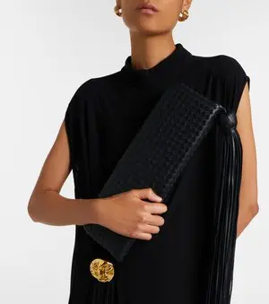 Bottega Veneta Intrecciato Leather Clutch With Tassel Detail