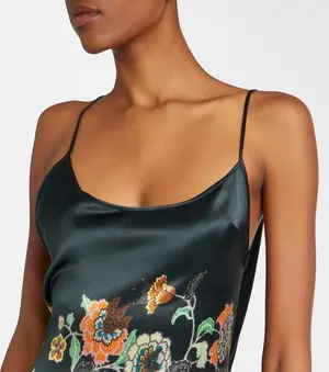 Roberto Cavalli Floral Silk Satin Maxi Dress