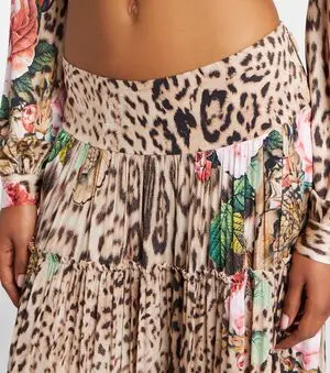 Roberto Cavalli Printed Tiered Ruffled Maxi Skirt