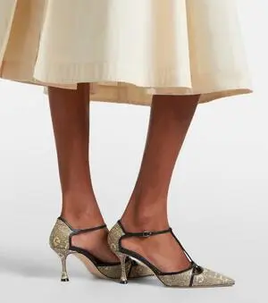 Manolo Blahnik Gish Lizard-print Leather Pumps