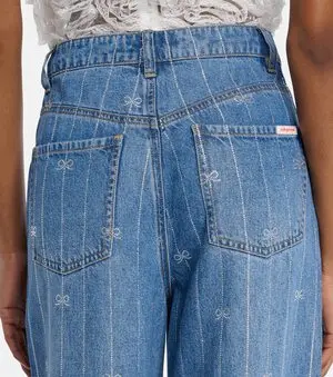 SELF-PORTRAIT Striped Wide-leg Jeans