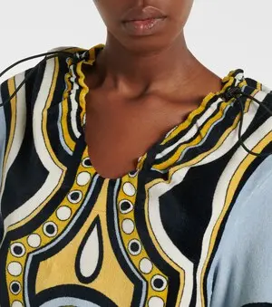La DoubleJ Portal Printed Hooded Cotton Terry Top