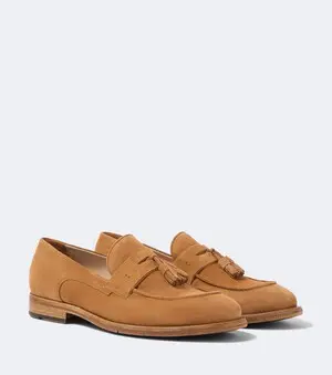 Eleventy Tasseled Suede Loafers - Brown