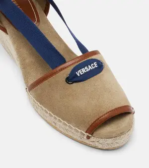 Versace Suede Espadrille Wedges - Beige